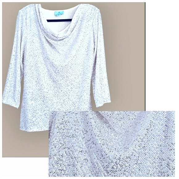 CeCe | Tops | Gorgeous Cece Sparkle Sequin Holiday Cowl Neck Blouse ...